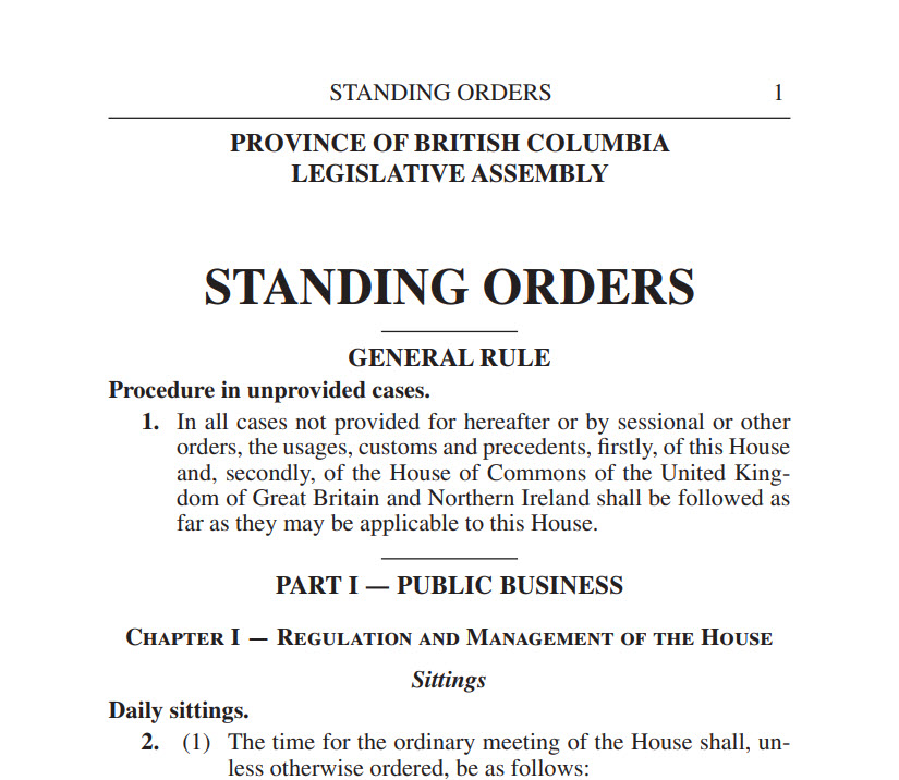 The Westminster Tradition | Legislative Assembly of BC
